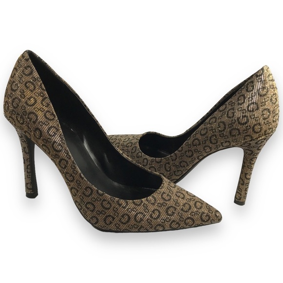 Guess | Shoes | Guess Monogram Womens Pointed Toe Shimmer Stiletto Pump ...